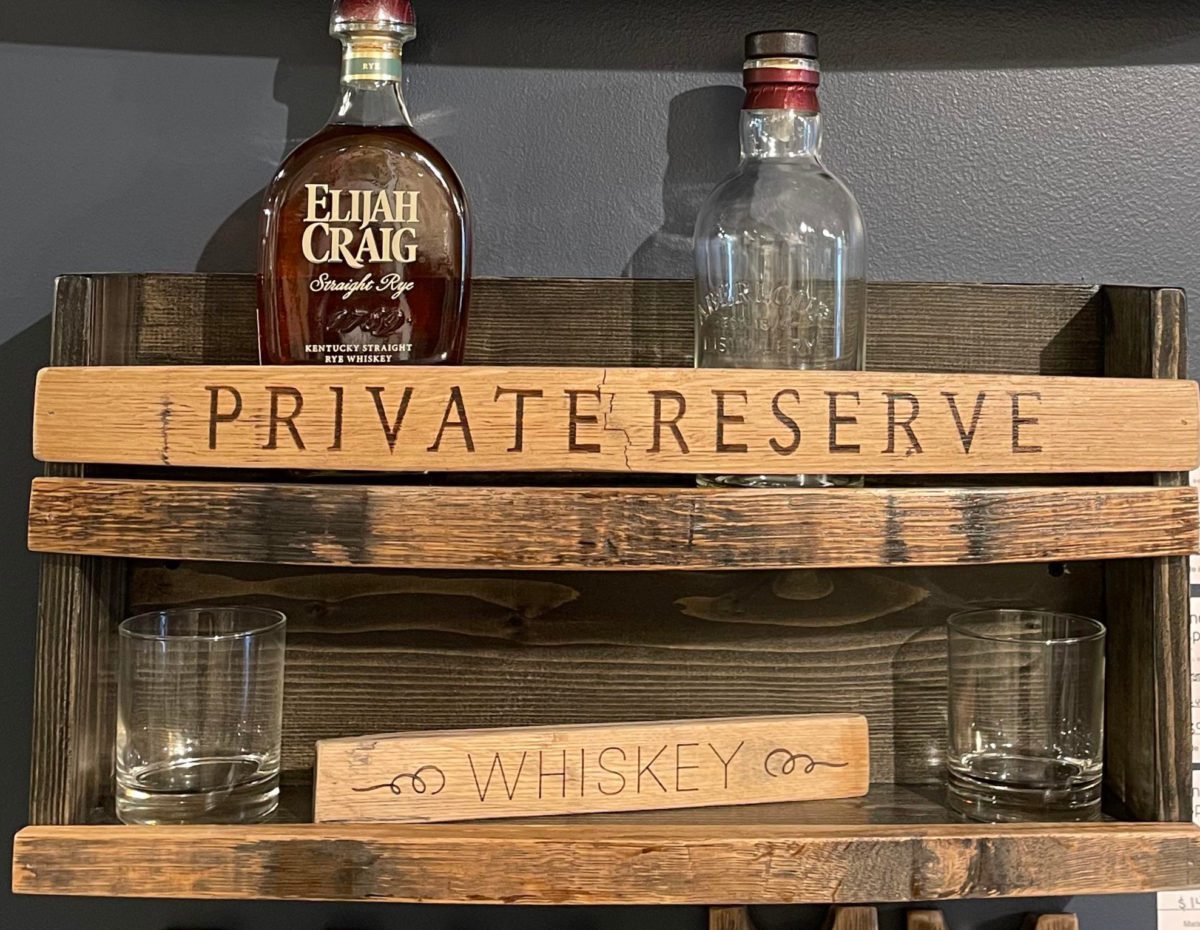 Luxe Bar Shelf - Reclaimed Whiskey Barrel Shelf